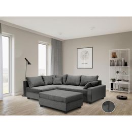 Collection AB Ecksofa &raquo;Parma L-Form, B: 224 cm&laquo; Schlaffunktion, Bettkasten & 2 Zierkissen, Federkern grau 100%Polyester B/H/T: 224cm x 42cm x 161cm, 