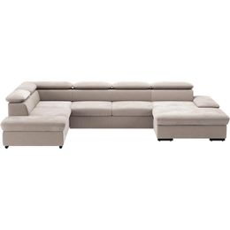 Sit & More sit&more Wohnlandschaft &raquo;Alcudia U-Form&laquo; wahlweise mit Schlaffunktion grau 100% Polyester B/H/T: 349cm x 73cm x 226cm, Luxus-Microfaser Euphoria, 