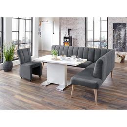 exxpo - sofa fashion Eckbank &raquo;Costa, moderne R&uuml;ckensteppung, bequem und elegant, hoher Holzfu&szlig;&laquo; Frei im Raum stellbar grau Struktur: Webvelour, 100% 