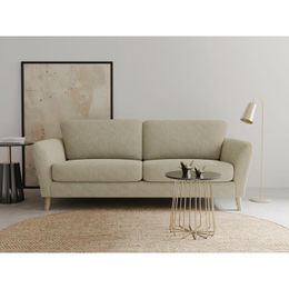 OTTO home 3-Sitzer &raquo;MARSEILLE 3er Sofa 206 cm, Cord, Flachgewebe, Struktur, Webstoff&laquo; Massivholzbeine Eiche, Landhausstil, Wellenunterfederung braun 