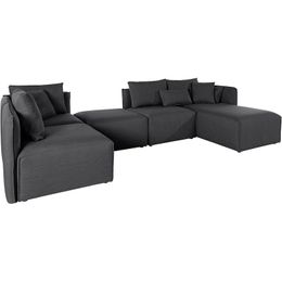 OTTO home Wohnlandschaft &raquo;N&ouml;re U-Form&laquo; 5 Teile, in vielen Bezugsqualit&auml;ten und Farben s. auch "N&ouml;re" grau Struktur fein (100% Polyester);Struktur (100