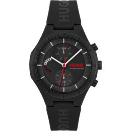 Hugo Herren Hugo Multifunktionsuhr &raquo;#LIT MULTI&laquo; Quarzuhr, Armbanduhr, Herrenuhr, Silikonarmband, analog schwarz Einheitsgr&ouml;&szlig;e