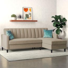 Ecksofa &raquo;Celine, L-Form,&laquo; mit Bett-Funktion und Stauraum. Recamiere beidseitig montierbar braun Webstoff, 100% Polyester B/H/T: 213cm x 83cm x 154cm, 