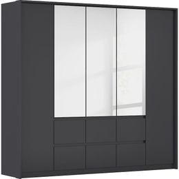 Rauch Dreht&uuml;renschrank &raquo;Mainz mit Spiegel und Passepartout&laquo; optional mit Beleuchtung, Au&szlig;ent&uuml;ren mit Push-to-Open Funktion grau Holzwerkstoff B/H/T: 