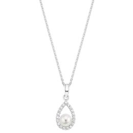 Amor Damen Kette mit Anh&auml;nger &raquo;2026030&laquo; mit Zirkonia (synth.) - mit S&uuml;&szlig;wasserzuchtperle silber Perlen Silber 925 (Sterlingsilber), L: 42