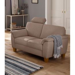 OTTO home 2-Sitzer &raquo;Texel&laquo; mit Federkern und Kontrastnaht, F&uuml;&szlig;e Buche eichefarben beige Struktur ( 100% Polyester);Struktur fein ( 100% Polyester);