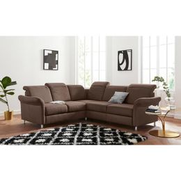 Sit & More sit&more Ecksofa &raquo;Darwin L-Form&laquo; inklusive Federkern, wahlweise mit Kopfteilverstellung, Schlaffunktion braun B/H/T: 249cm x 229cm, Flachgewebe, 