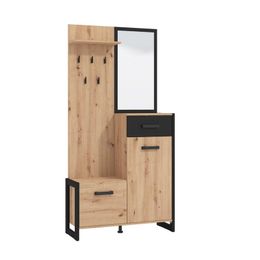 Home Affaire Garderoben-Set &raquo;Oleron Kompaktgarderobe, Flurgarderobe, Dielenschrank&laquo; Komplett-Set braun Holzwerkstoff, MDF B/H/T: 94,5cmcm x 191cmcm x 