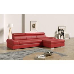 Sit & More sit&more Ecksofa &raquo;Broadway L-Form&laquo; inklusive Kopfteilverstellung, wahlweise mit Schlaffunktion rot Luxus-NaturLeder;Luxus-Kunstleder;NaturLEDER ;