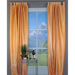 HOSSNER - ART OF HOME DECO Gardine &raquo;Triftsee&laquo; Schlaufen 1 Stk. tlg. Schlaufenschal mit gewebten Streifen braun Polyester 235cm, Schlaufen, 140cm