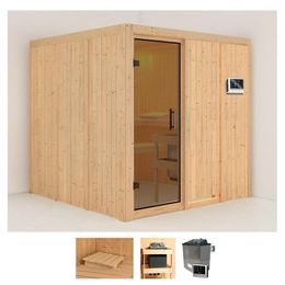 Karibu Sauna &raquo;Rodin&laquo; Set, Ofen 9 KW externe Strg easy beige Saunaofen, externe Steuerung, 9 kW