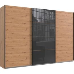 wimex Schwebet&uuml;renschrank &raquo;Norderstedt&laquo; INKLUSIVE 2 Stoffboxen und 2 zus&auml;tzliche Einlegeb&ouml;den, mit Glast&uuml;r grau Holzwerkstoff Artisan Eiche Nachbildung, B/H