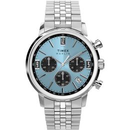 Timex Herren Quarzuhr &raquo;-MARLIN&laquo; Armbanduhr, Herrenuhr, Edelstahlarmband, analog, Tag blau Einheitsgr&ouml;&szlig;e