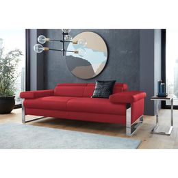 W.Schillig 2-Sitzer &raquo;finn&laquo; German Design Award 2016, Fu&szlig;gestell Chrom gl&auml;nzend, Breite 210 cm rot Flachgewebe S22 (100% Polyester);Stoff S37 (100% 