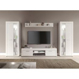 OTTO home Wohnwand &raquo;AOSTA, Breite 310cm, 4-teilige Wohn-Kombination&laquo; bestehend aus: 2x Vitrine, Lowboard, Wandboard wei&szlig; B/H/T: 310cmcm x 159cmcm x 