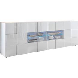 Home Affaire Sideboard &raquo;Dama Breite 241, Kommode 2 T&uuml;ren u. 4 Schubk&auml;sten, Anrichte&laquo; Front in 3D-Optik, viel Stauraum, verschiedene Farben wei&szlig; B/H/T: