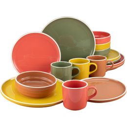 Creatable Kombiservice &raquo;Geschirr-Set Stack&laquo; Service, gl&auml;nzende Oberfl&auml;che, 4 Naturfarben, 16 Teile f&uuml;r 4 Personen bunt Steingut 16 Stk.