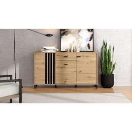 Home Affaire Sideboard &raquo;LAVAL, Kommode, Kombikommode, Anrichte, Schrank&laquo; Modernes Sideboard in Artisan, 3 T&uuml;ren & 1 Schublade, Lamellen-Optik 