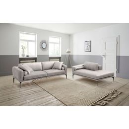 Egoitaliano Polstergarnitur &raquo;Masu, Design trifft sensationellen Sitzkomfort&laquo; Set besteht aus 2,5-Sitzer, freistehende Ottomane und 3 Rollkissen grau Leder &raquo;BULL&laquo; 