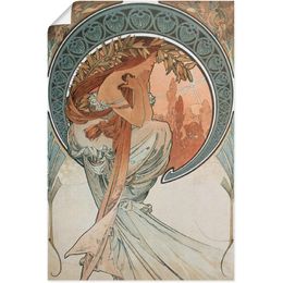 Artland Poster &raquo;Vier K&uuml;nste: Die Poesie. 1898&laquo; Frau 1 Stk. tlg. ohne Rahmen orange B/H/T: 40cm x 60cm, Poster Frau Hochformat, 1 Stk.