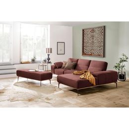 W.Schillig Ecksofa &raquo;run, Designsofa mit tollem Sitzkomfort, L-Form&laquo; mit Holzsockel, F&uuml;&szlig;e in Bronze pulverbeschichtet, Breite 299 cm rot Longlife Xtra-