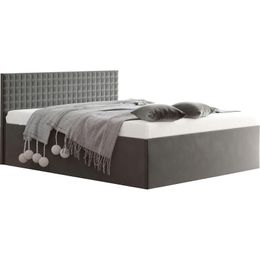 Westfalia Schlafkomfort Polsterbett mit Bettkasten bei Ausf&uuml;hrung mit Matratze grau Liegefl&auml;che L&auml;nge B: 200cm x 180cm, Samtvelours, H&ouml;he Bettseite: 33cm, ohne Matratze