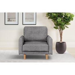 OTTO home Sessel &raquo;TRIPLO Relaxsessel mit Wellenunterfederung, Ma&szlig;e B/T/H: 95/100/89 cm&laquo; Polstersessel mit Steppung im R&uuml;ckenkissen, hohe Qualit&auml;t grau