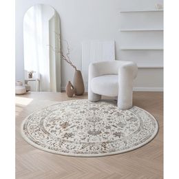 the carpet Teppich &raquo;Mila&laquo; rund 8 mm H&ouml;he moderner Wohnzimmer Teppich elegant gl&auml;nzender Flor beige Polyester &Oslash; 200cm 1 Stk., 8mm, &Oslash; 200cm