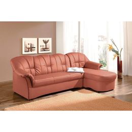 DOMO collection Ecksofa &raquo;Papenburg, zeitlose R&uuml;ckensteppung, elegante Formensprache, L-Form&laquo; in gro&szlig;er Farbvielfalt, wahlweise mit Bettfunktion orange