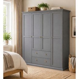 Home Affaire Kleiderschrank &raquo;Paris im Landhausstil mit viel Stauraum, B/HT ca. 180x200x65 cm&laquo; 4 T&uuml;ren, B&ouml;den, Stange & Schubladen f&uuml;r optimale Ordnung