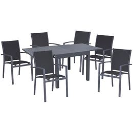 Garden Pleasure Garten-Essgruppe &raquo;ELENA&laquo; 7 Stk. tlg. mit ausziehbarem Tisch grau Aluminium, Kunststoff B/H/T: 280cm x 89cm x 190cm, ausziehbar