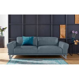 W.Schillig 2,5-Sitzer &raquo;montanaa bequem, Federkernunterfederung, elegant und edel&laquo; mit Metallkufen in Silber matt, Breite 232 cm blau B/H/T: 232cm x 
