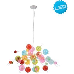 N&auml;ve n&auml;ve Pendelleuchte &raquo;Explosion&laquo; G9 1 Stk. bunte Glaskugeln in 2 Gr&ouml;&szlig;en, exkl. 10 x G9, H: ca. 150cm, D: 98cm bunt 10, &Oslash; 98cm H: 150cm, 1 Stk.