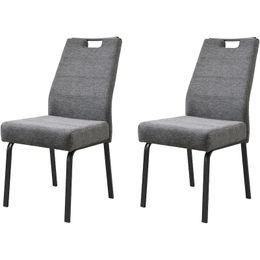 Hela 4-Fu&szlig;stuhl &raquo;ELVAS&laquo; (Set) 2 Stk.XL-Sitzbreite, mit Federkorb, 140kg belastbar Metall, Polyester, Stoff B/H/T: 48cm x 97cm x 68cm, 2 Stk., Webstoff