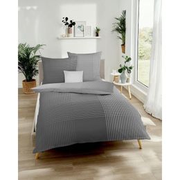 Kaeppel Bettw&auml;sche &raquo;MASTER 100% Baumwolle&laquo; 2 Stk. mit Karomuster, Markenrei&szlig;verschluss grau Mako-Satin, Obermaterial: 100% Baumwolle B/L: 135cm x 200cm, 1 Stk