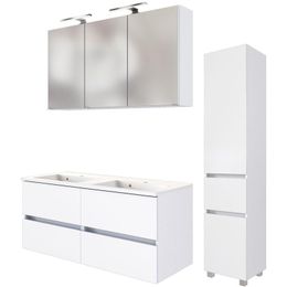 Welltime Badm&ouml;bel-Set &raquo; M&ouml;bel Baabe Waschtisch-Set 3tlg. oder 5tlg.&laquo; 3 Stk. tlg. wei&szlig; Holzwerkstoff Set 8 3tlg.: Waschtisch 120cm breit, 