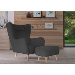 Home Affaire Sessel &raquo;Telford auch in Fellimitat, Sessel B/T/H: 77/92/106 cm&laquo; wahlweise mit und ohne Hocker, in vielen Bezugsqualit&auml;ten, Ohrensessel 