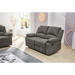 Jockenh&ouml;fer 2-Sitzer &raquo;Dakota, B: 148 cm&laquo; mit Relax- & Liegefunktion, Taschenfederkern-Polsterung grau B/H/T: 148cm x 97cm x 87cm, Microfaser VINTAGE, 