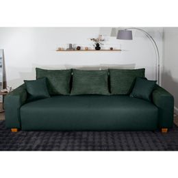 Collection AB Schlafsofa &raquo;Yves, B: 243 cm, Liegefl. 142x194 cm&laquo; Schlaffunktion, Bettkasten & 2 Zierkissen, Federkern gr&uuml;n 100% Polyester B/H/T: 243cm 