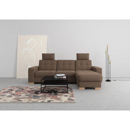 Sit & More sit&more Ecksofa &raquo;Quincy L-Form&laquo; wahlweise mit Schlaffunktion und Bettkasten braun B/H/T: 252cm x 82cm x 161cm, Luxus-Microfaser ALTARA NUBUCK , 