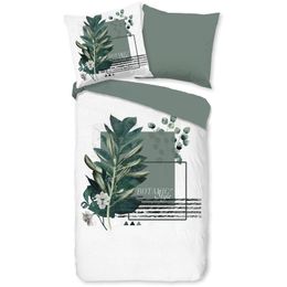 PURE luxury collection Wendebettw&auml;sche &raquo;Green Boho&laquo; 2 Stk. Mikrofaser, Pflegeleicht, Weich, Rei&szlig;verschluss, Wendeoptik, Boho gr&uuml;n Microfaser, 