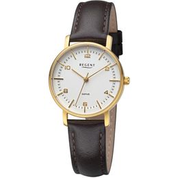 Regent Uhren Regent Damen Quarzuhr &raquo;F1480 - 32944510&laquo; Armbanduhr, Damenuhr, Saphirglas, Lederarmband, analog braun Einheitsgr&ouml;&szlig;e