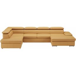 Sit & More sit&more Wohnlandschaft &raquo;Valantine U-Form, B: 349 cm&laquo; mit Arm- & Kopfteilverstellung, optional mit Schlaffunktion gelb NaturLEDER B/H/T: 349cm x 73cm 