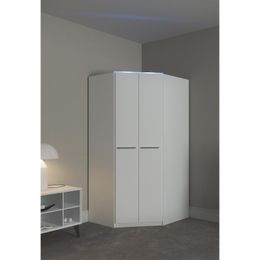 Priess Eckkleiderschrank &raquo;Barcelona Kleiderschrank Eckl&ouml;sung Raumwunder&laquo; in 2 Tiefen Schrank Eckschrank Garderobe wei&szlig; Holzwerkstoff B/H/T: 95cm x 