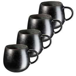 M&auml;ser M&Auml;SER Becher &raquo;Carellia&laquo; schwarz Steinzeug &Oslash; 8cm x 9cm, 430ml, 4 tlg.