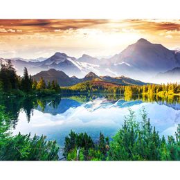 papermoon Fototapete &raquo;Mountain Lake&laquo; glatt bunt Vlies B/L: 4m x 2,6m, Bahnen: 8 Stk.