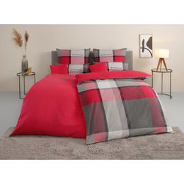 Tom Tailor HOME Bettw&auml;sche &raquo;Lenny in Gr. 135x200 oder 155x220 cm&laquo; 3 mit GRATIS-Zugabe: Kissenh&uuml;lle 1tlg., in Biber und Renforc&eacute; erh&auml;ltlich rot 