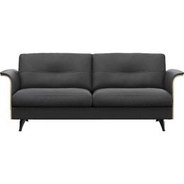 FLEXLUX 2,5-Sitzer &raquo;Glow Sofa, Couch, Premium-Sitzkomfort: Kaltschaum & Federkern&laquo; Armlehnenblende in ge&ouml;lter Eiche, Fu&szlig; schwarz schwarz 100% Echteder