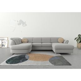 Sit & More sit&more Wohnlandschaft &raquo;Apulia U-Form&laquo; wahlweise Schlaffunktion, Bettkasten und Kopf- und Armteilverstellung silber Webstoff (100% Polyester);