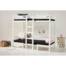 Hoppekids Hochbett &raquo;ECO Dream JUMBO B/T/H 101/208/170 cm, umbaubar zum Etagenbett&laquo; mit Sitzgruppe, Matratzen (oben u unten) in schwarz, Kiefer massiv/MDF wei&szlig; 